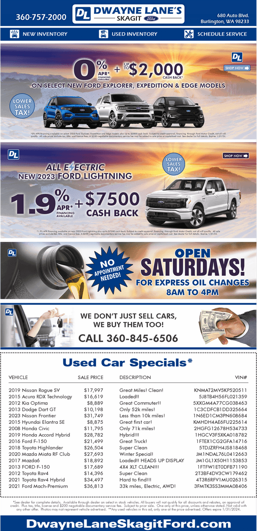 New Ford Specials | Dwayne Lane's Skagit Ford | Burlington