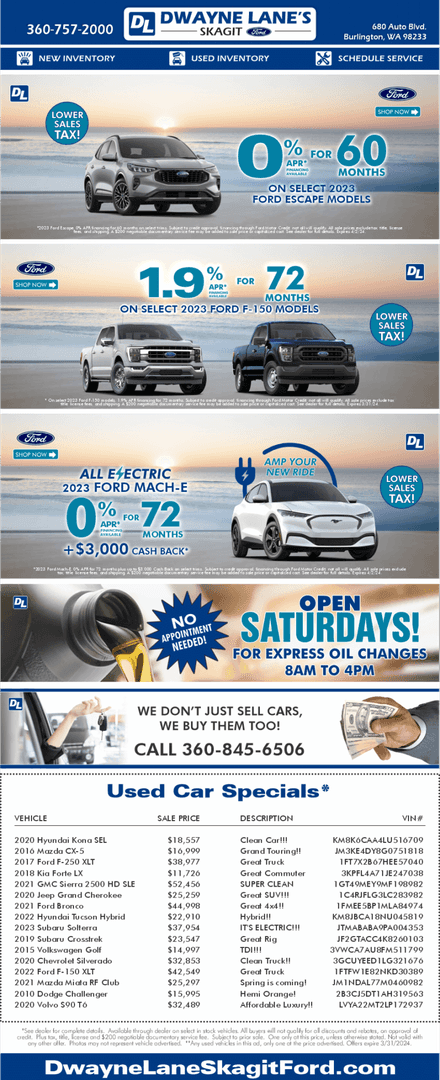 New Ford Specials | Dwayne Lane's Skagit Ford | Burlington