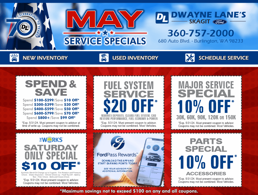 Ford Service Coupons | Burlington | Dwayne Lane's Skagit Ford