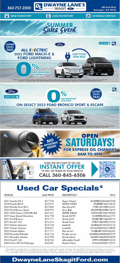 New Ford Specials | Dwayne Lane's Skagit Ford | Burlington